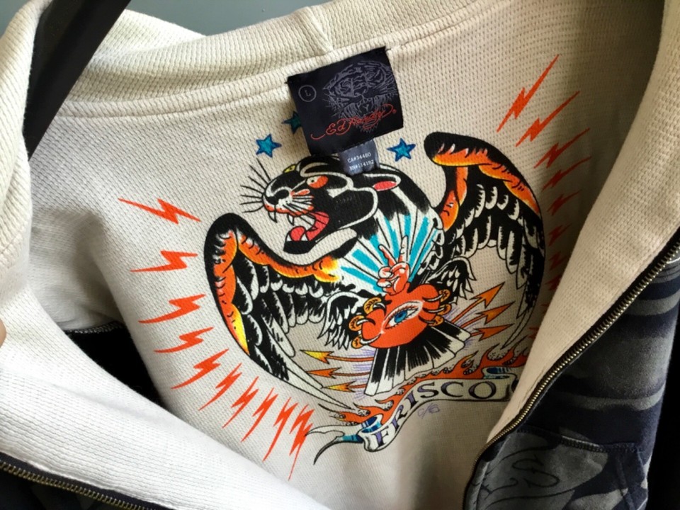 Vintage Ed Hardy Christian Audigier Rhinestone Tiger Full Zip Hoodie ...