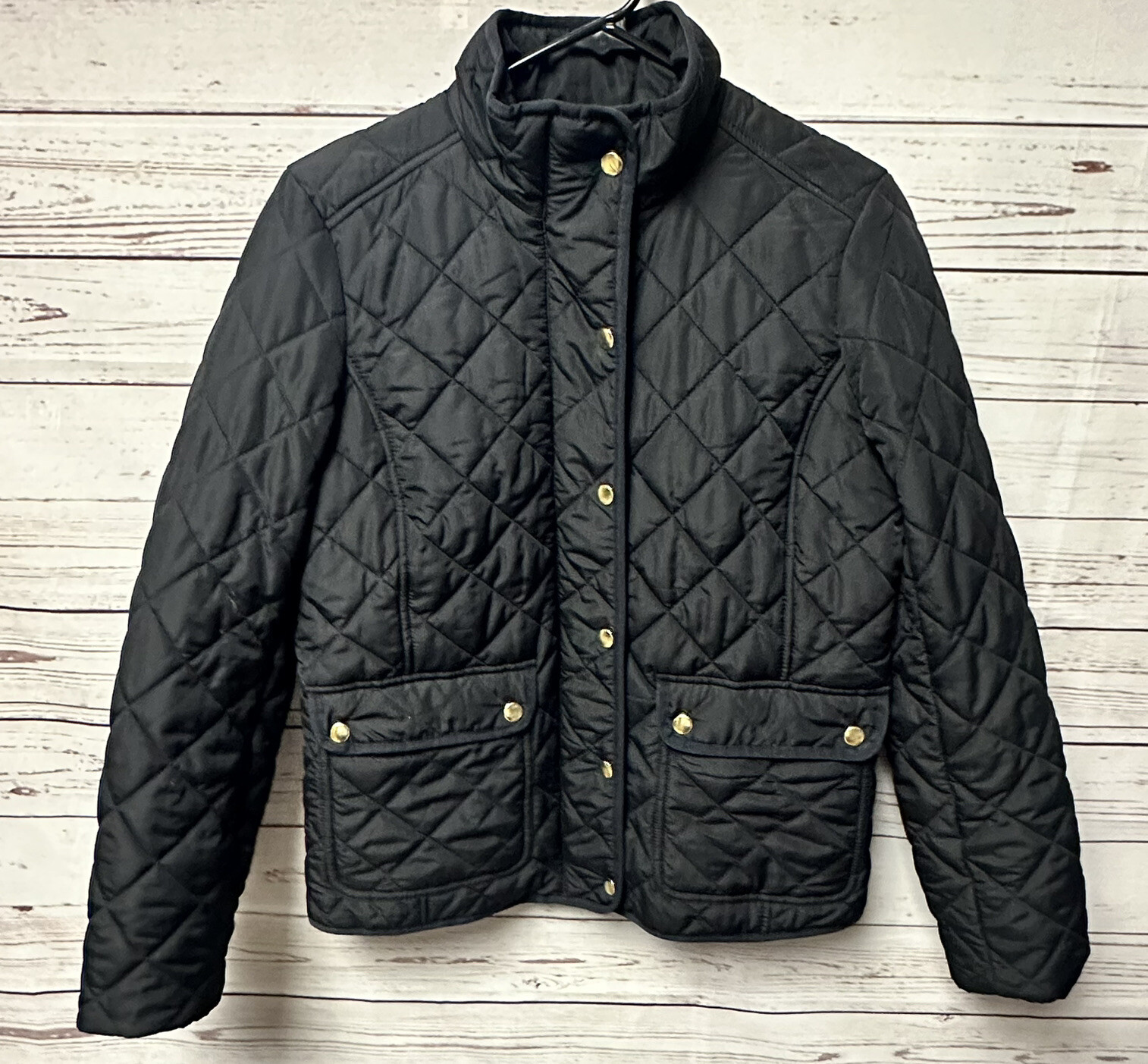 J Crew Quilted Jacket Black Field Barn Chore Coat Equ… - Gem