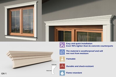 Exterior Coving Cornice Outside Above the Window Mouldings GN1 High ...