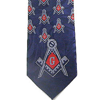 Tie for Free Mason Suit - Navy Polyester long tie bold red center ...