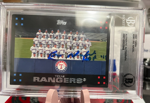 2007 Topps Texas Rangers Baseball Card #596 Eric Nadel Signed w/HOF BAS ...
