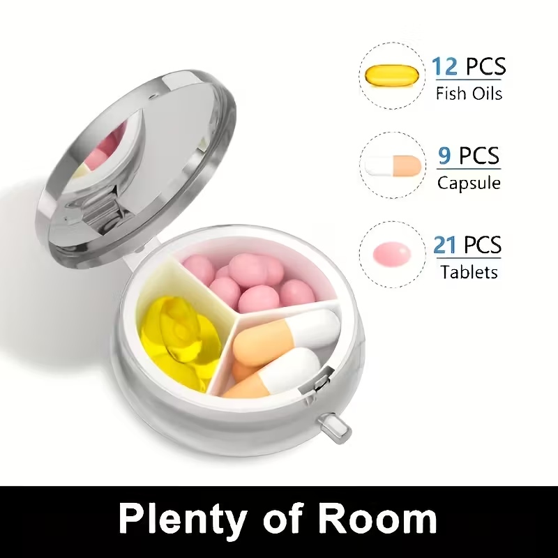 Portable 3-Compartment Medicine & Vitamin Organizer with Colorful Pet ...