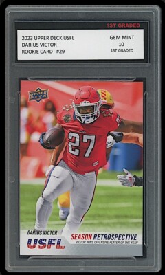 DARIUS VICTOR 2023 UPPER DECK USFL 1ST GRADED 10 ROOKIE CARD GENERALS ...