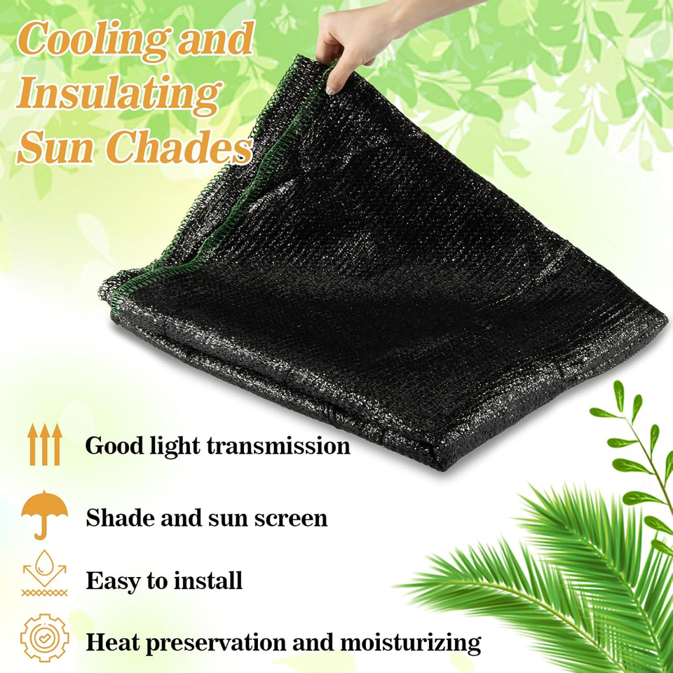 Sun Shade Cloth - 60% Sunblock Mesh Tarp (118 in X 78 In, Black) for ...
