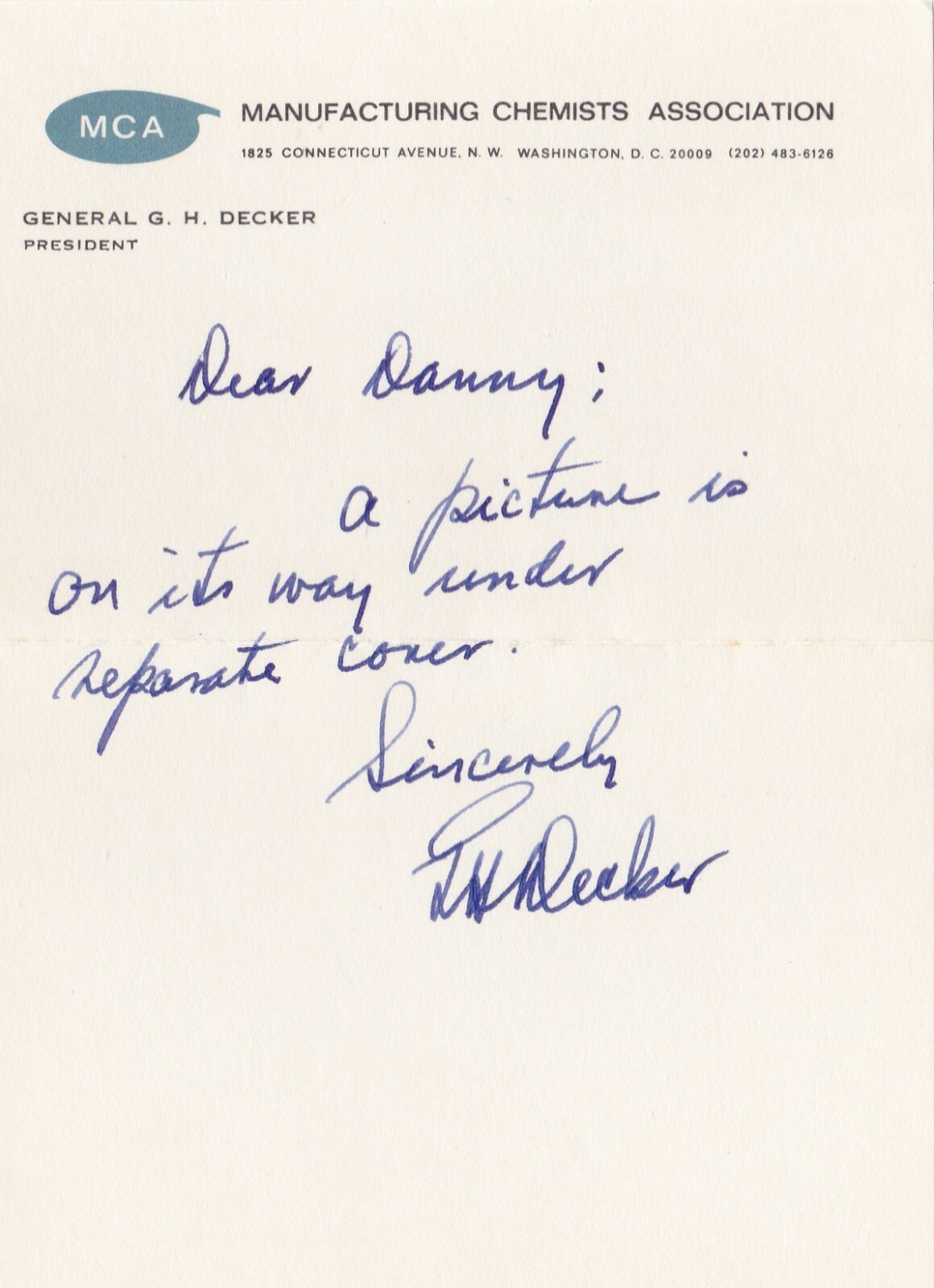General George Decker / Autograph / USA / Chief of Staff / SIGNED NOTE ...