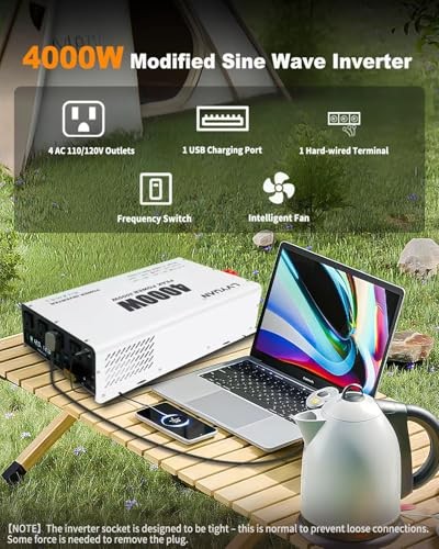 4000 Watt Power Inverter 12V to 110V 120V DC to AC Converter with 4 AC ...