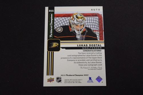 Lukas Dostal 2022-23 UD Parkhurst Champions #311 Rookie Autograph ...