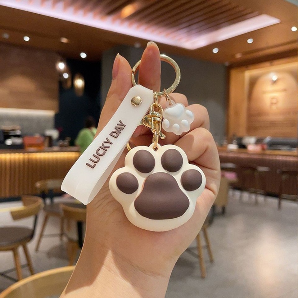 Korean Style Key Rings Women Key Chain Cat Paw Key Buckle Cartoon ...