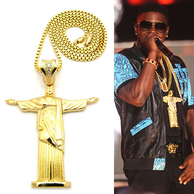 MENS HIP HOP RAPPER STYLE LARGE CROSS THE REDEEMER PENDANT BOX CHAIN ...