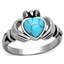 Stainless Steel King Claddagh Blue Turquoise Heart Irish Celtic Ireland ...