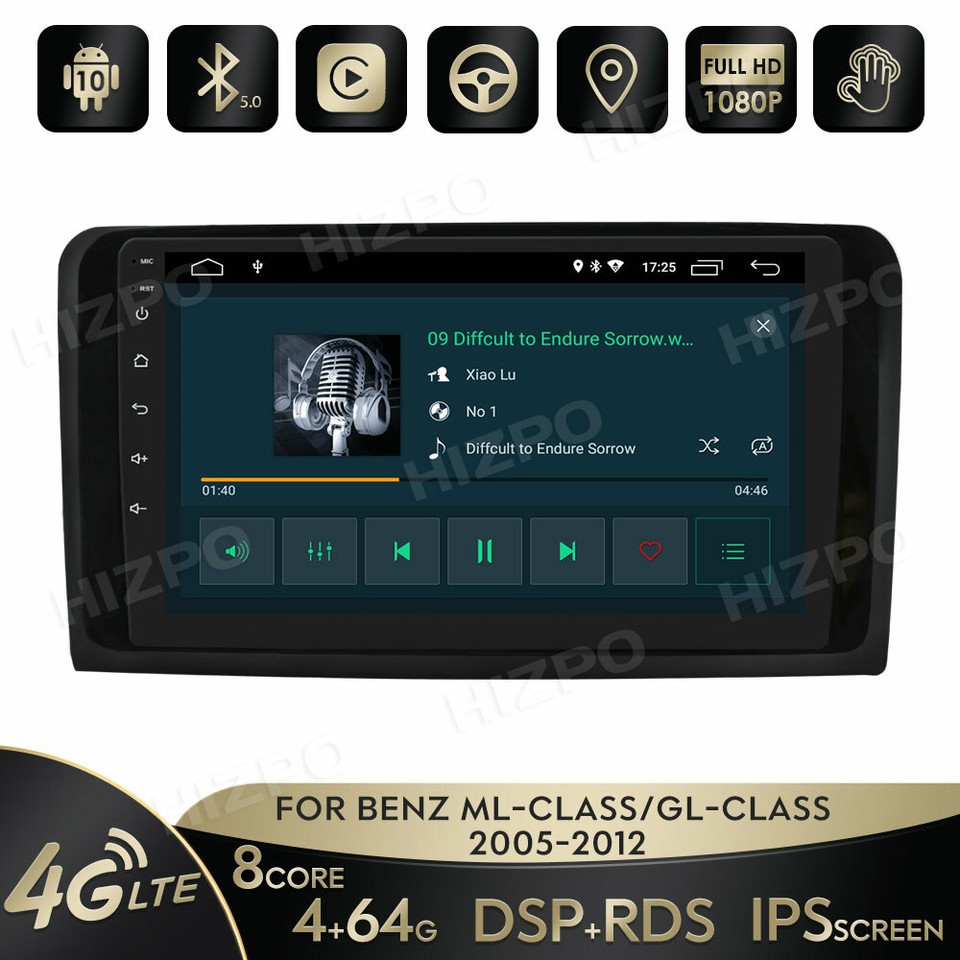 For Mercedes-Benz W164 ML GL 350 450 Android 12 Car Radio DSP GPS Stereo 4+64GB | eBay