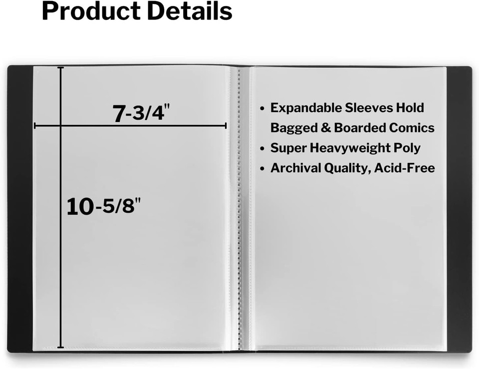 Comic Book Storage Album Comic Book Binder with 6 Super Heavyweight ...