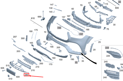 MERCEDES-BENZ GLE W167 Front Bumper Lower Basic Carrier A1678855905 NEW ...