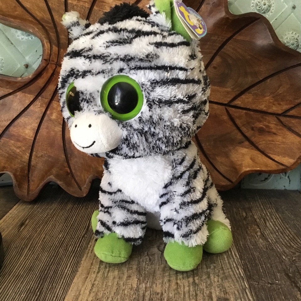 Ty Beanie Boos - ZIG-ZAG the Zebra (9" ) MWMT Green Feet And Ears New ...