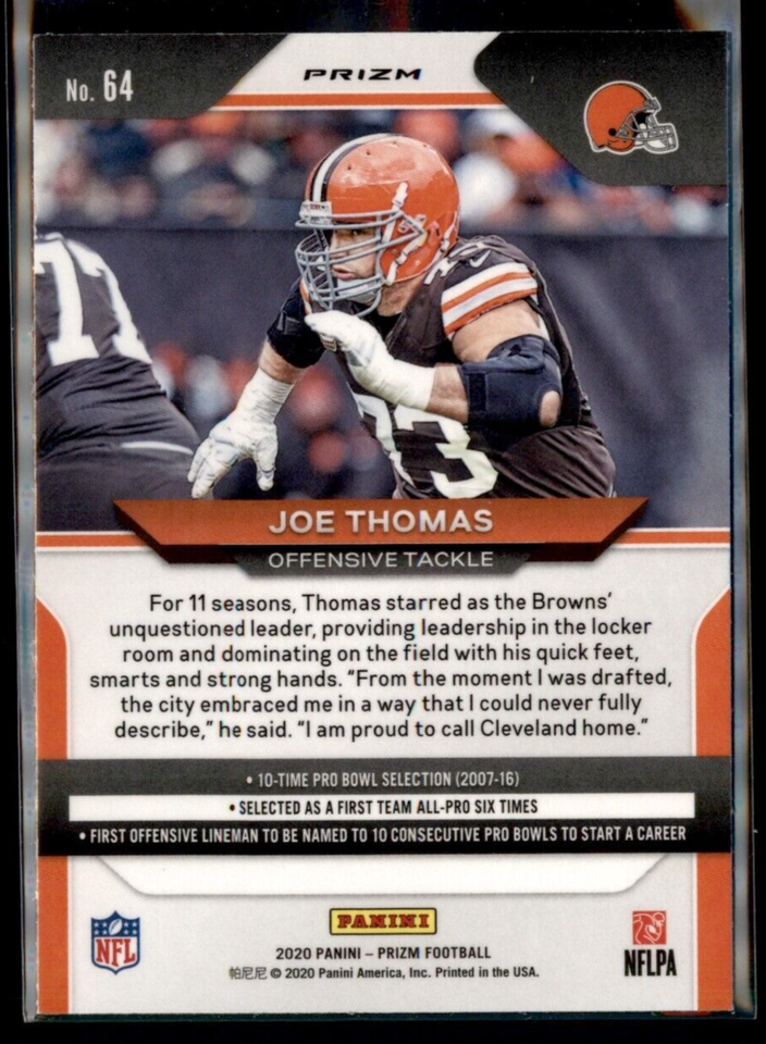 2020 Joe Thomas SP #64 Panini Green Pulsar Prizm | Cleveland Browns | eBay
