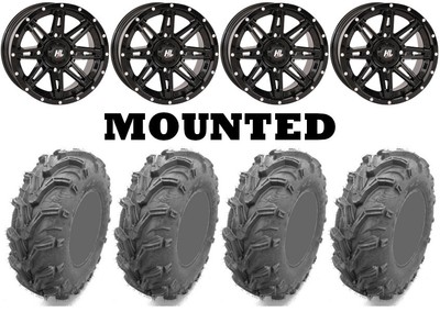 Kit 4 EFX MotoMax Tires 27x10-14 on High Lifter HL22 Black Wheels POL ...