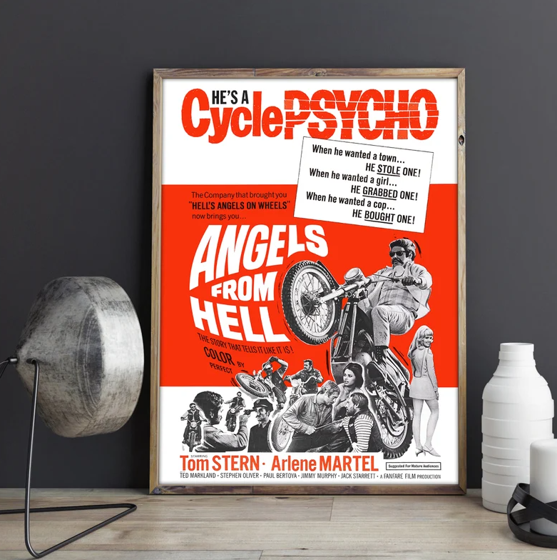 Cycle Psychos Motorcycle Movie Poster / Vintage Motorcycle Gang Wall ...