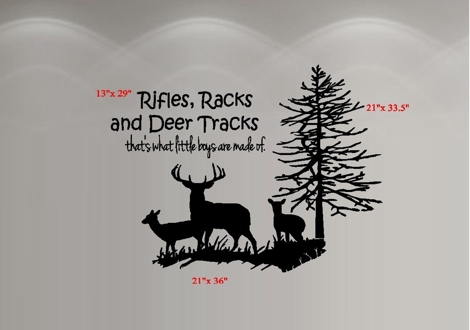 Rifles Racks and Deer Tracks, with Deer and Tree #4 ~ Wall or Window ...