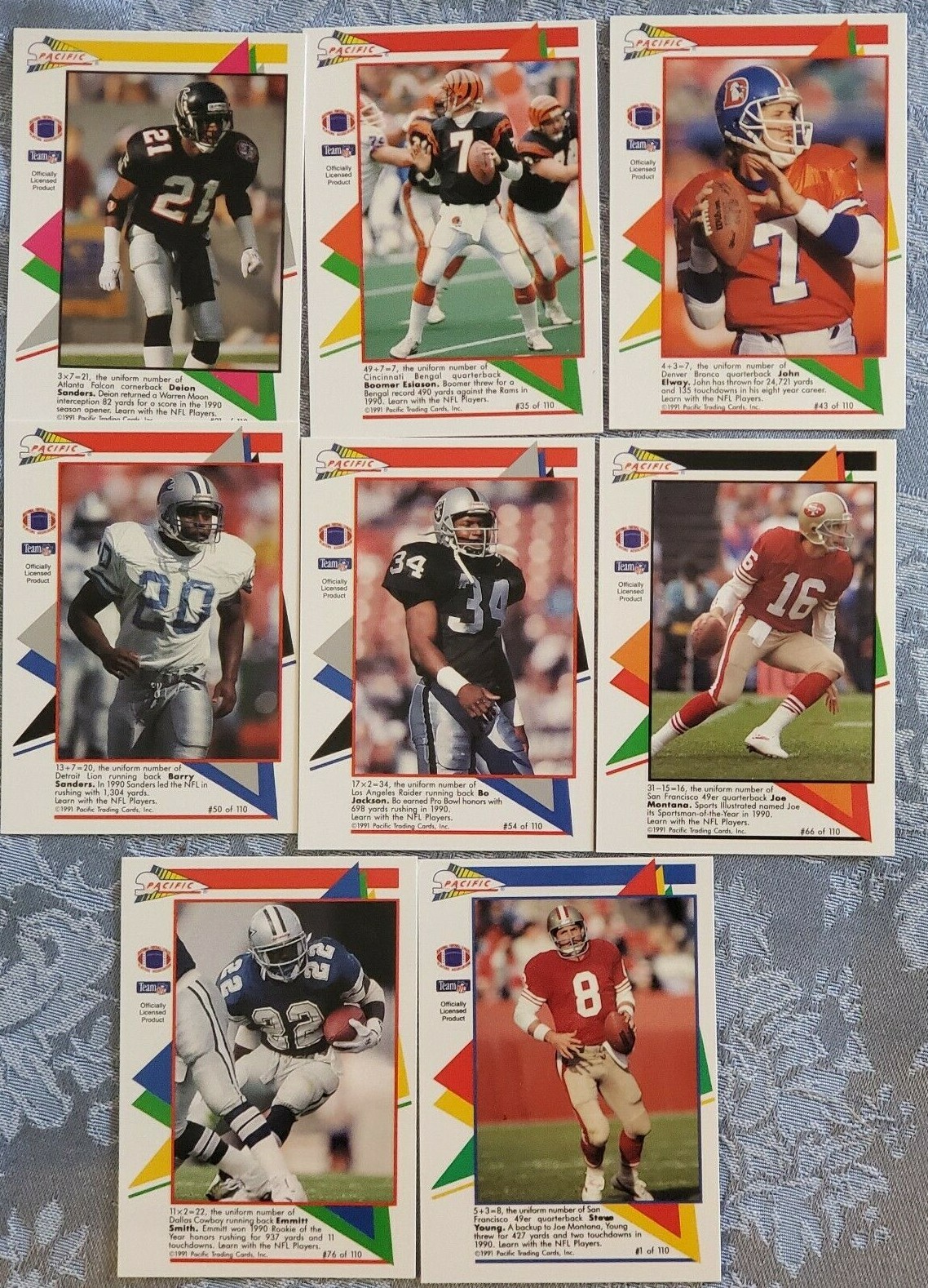 1991 Pacific Football Flash Cards Complete 110 Card Set Test Issue | eBay