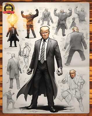 Donald Trump - Sketch - Art To Be Signed By Artist - Metal Sign 11 x 14 ...
