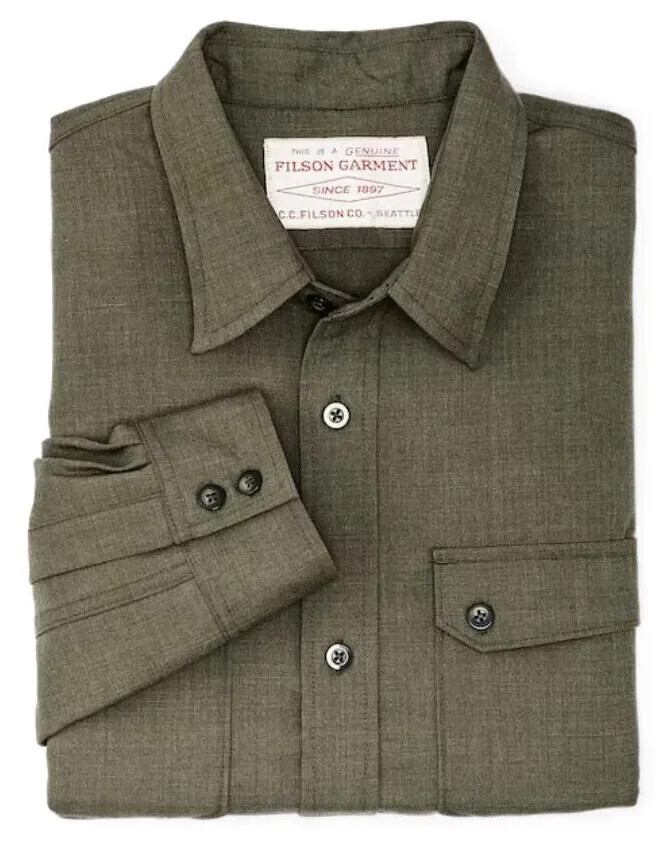 Filson Worsted Wool Guide Shirt 20263530 Forest Green Heather Olive ...