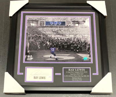 RAY LEWIS AUTOGRAPHED CUT JSA COA FRAMED WITH 11X14 PHOTO LAST DANCE ...