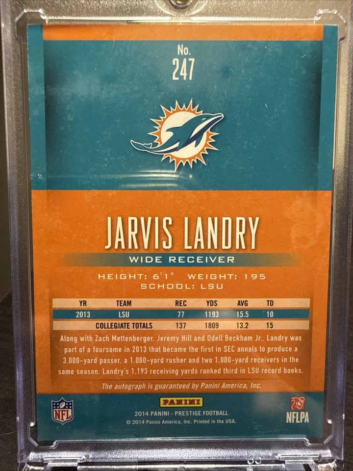 2014 Panini Prestige Jarvis Landry #247 Red Rookie Autograph (RC, AU ...