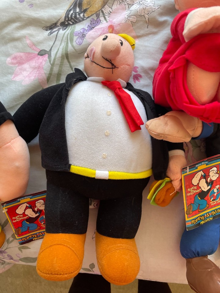 A COLLECTION OF VINTAGE SOFT POPEYE TOYS OLIVE SWEEPEA WIMPY POPEYE BLUTO+TAGS | eBay UK