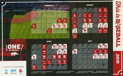Arkansas Razorbacks Baseball 2019 SEC Schedule Magnet | eBay