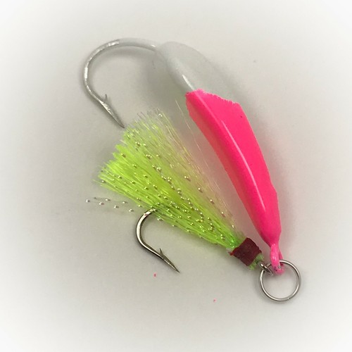 5 Pack Ringed Pompano Goofy Jigs Pink/White Jig/Chartreuse Teaser 3/8,1 ...