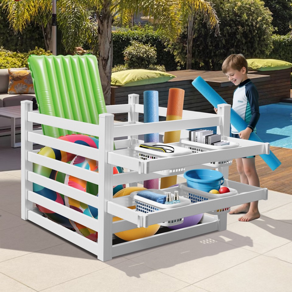 NAIZEA Pool Storage Bin 60" Lx43" Wx39" H PVC Vinyl Pool Float Storage ...