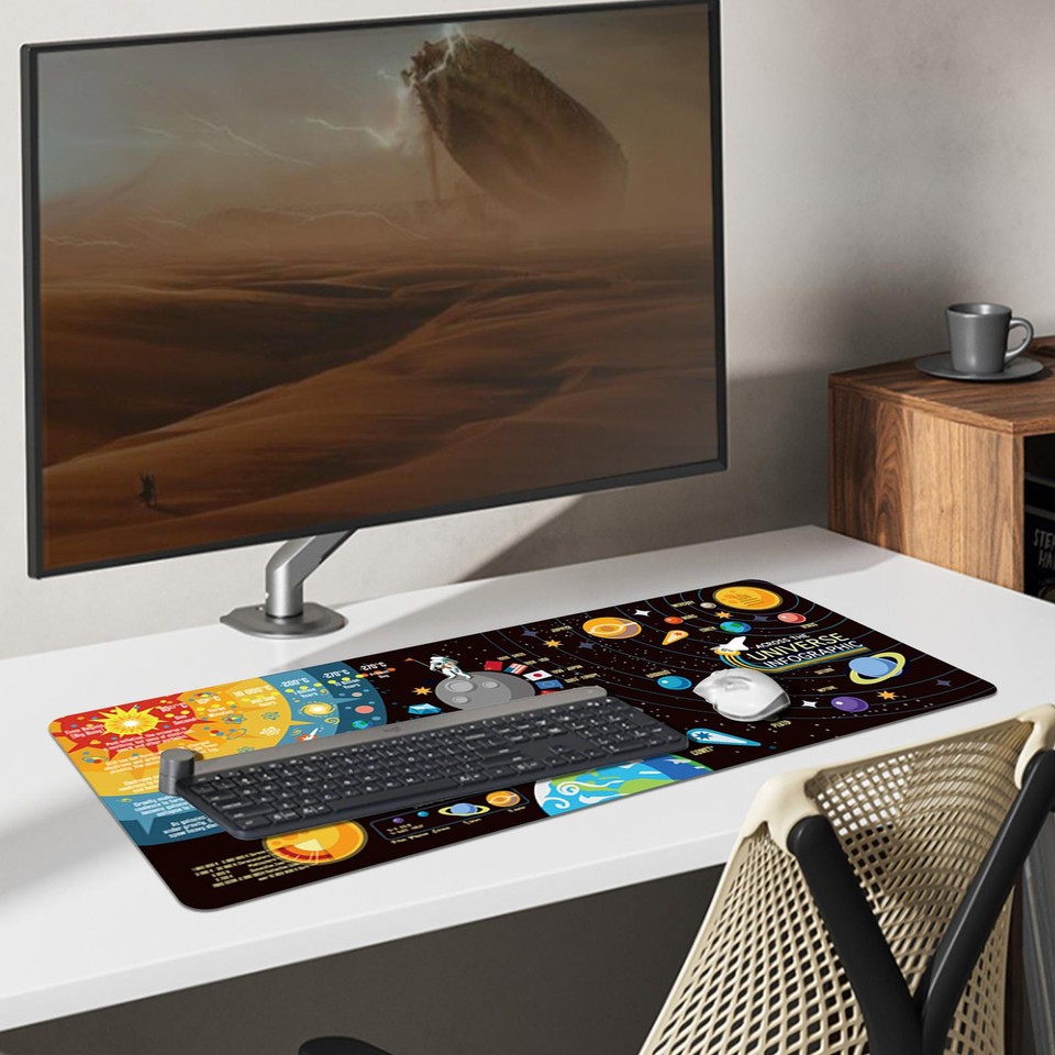 Large Desk Mouse Pad Mouse Mat For Desk Space Universe Planet PC Mat ...