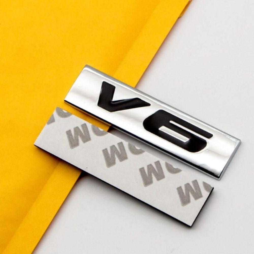 2pcs Metal Silver Black Metal V6 Emblem Universal for Car Truck Pickup ...