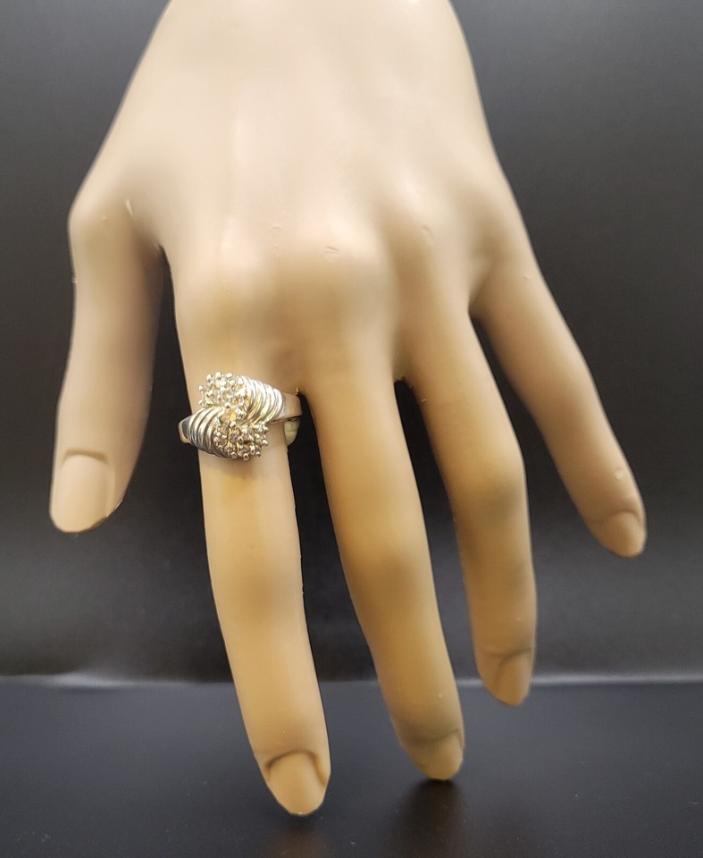 Vintage LIND Silver Plate SP Rhinestone Cluster Ring SIZE 8 Chic ...