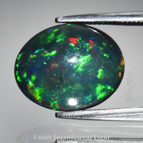 💎 2.44ct 12x9.7mm Oval Cabochon Natural Black Opal - Color Flash ...