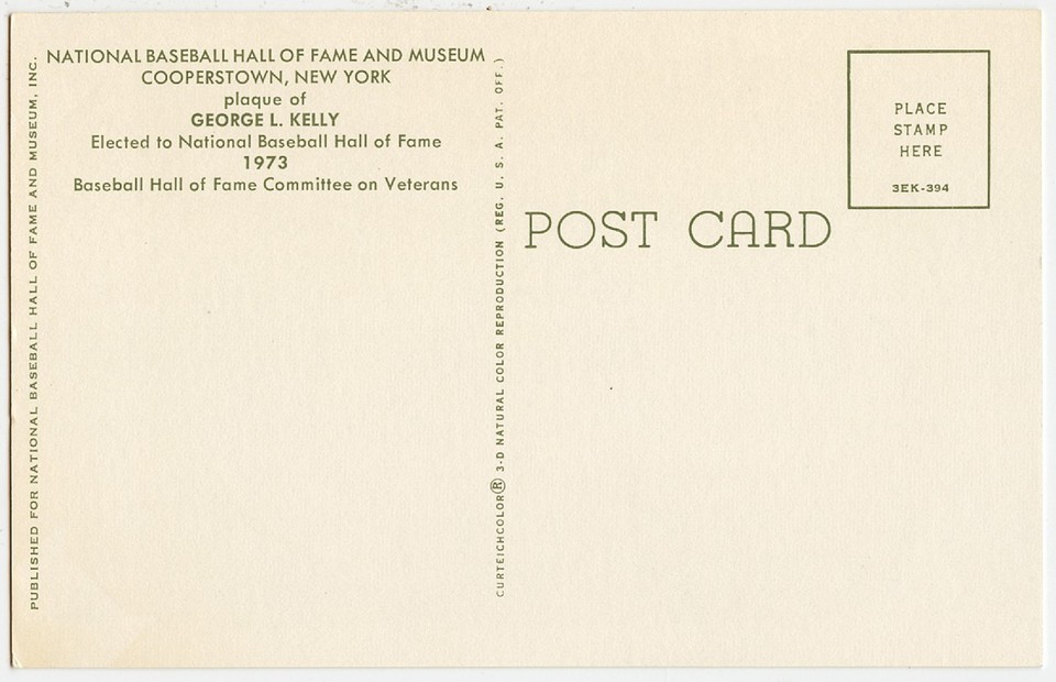 George Kelly Signed Autographed HOF Plaque Postcard Post Card PSA/DNA ...