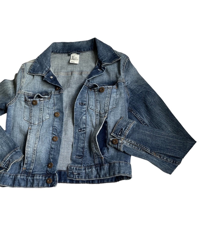 H&M Women's Size 4 Denim Collared Button Up Jacket Long Sleeve Cotton Blue.. | eBay