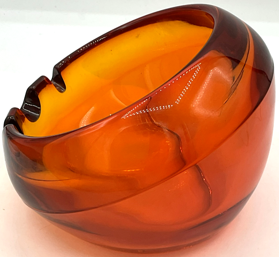 Viking MCM Persimmon Glass Atomic Sphere Orb Ashtray Cigar Mancave ...