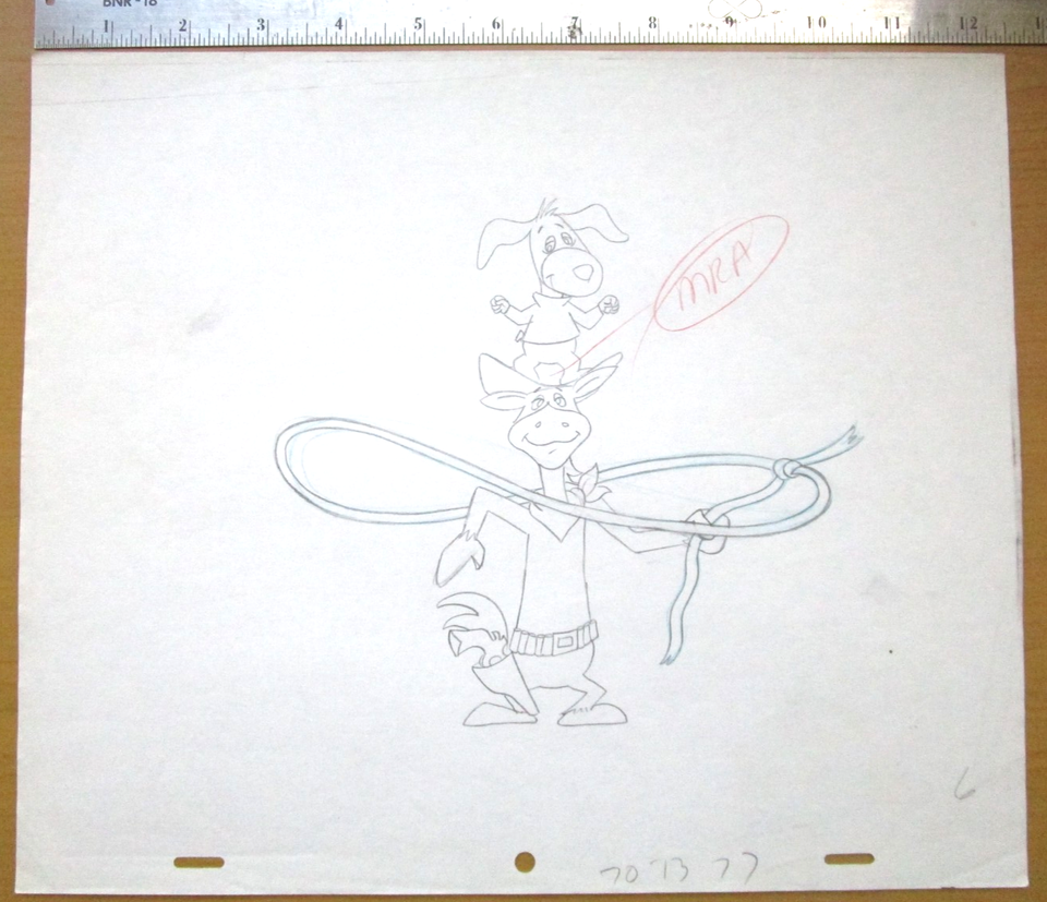 1987 QUICKDRAW MCGRAW AUGIE DOGGIE ORIGINAL PRODUCTION cel DRAWING ...