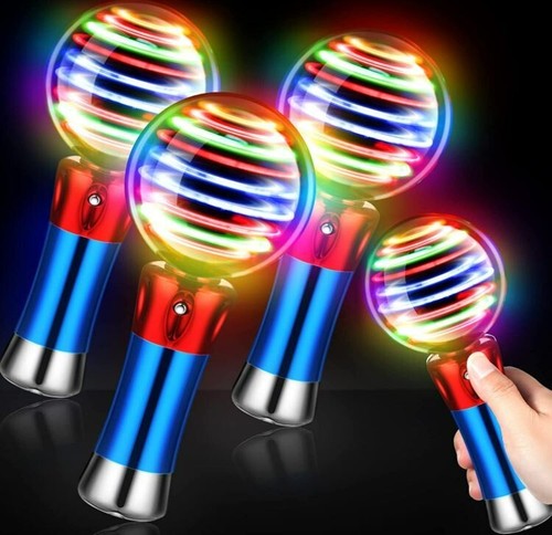 9 Pack of Light Up Spinning Ball Wand Flashing LED Magic Show Spin ...