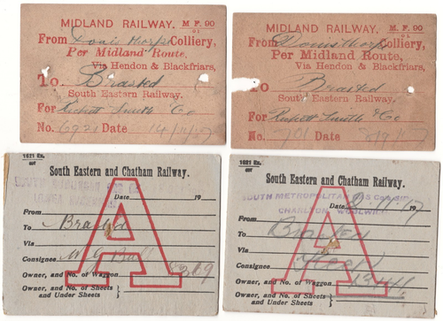 4 x Railway Wagon Labels for Coal to Brasted - All dated 1917 | eBay UK