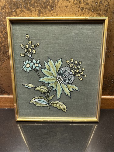Vintage Elsa Williams Floral Crewel Embroidery Finished Framed 14x16 ...
