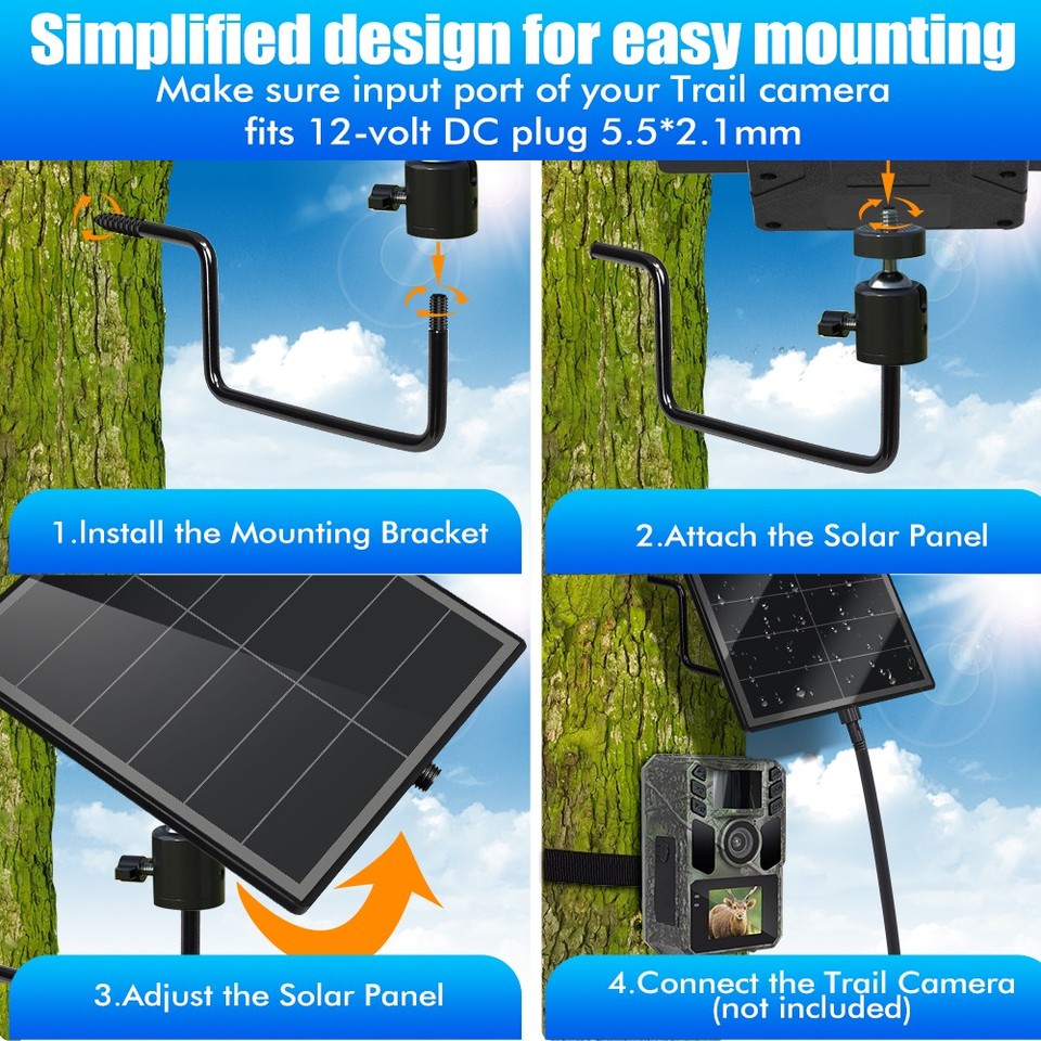 Trail Camera Solar Panel Power Charger 6,000mAh Battery for Hunting ...