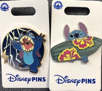 Disney Parks Stitch Lightning & Surfboard 2 Pins | eBay