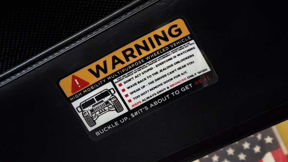 HMMWV Humvee M998 Visor WARNING Vinyl Automotive Decal/Sticker | eBay