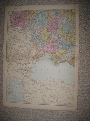 SUPERB ANTIQUE 1870 SOUTHWEST RUSSIA HANDCOLORED MAP BLACK SEA ...