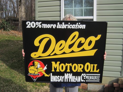 LARGE 29.5" x 24" Delco Motor Oil Lindsay McMillan Co Milwaukee Gas ...