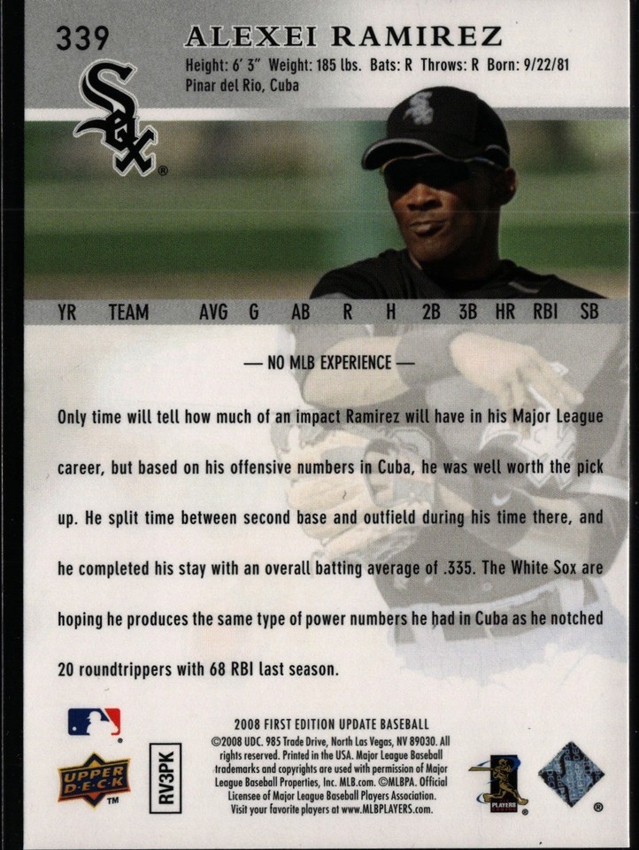 2008 Upper Deck #720 Alexei Ramirez Chicago White Sox RC | eBay
