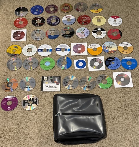 Vintage Computer Windows System Software CDs Lot of 45 Plus Carrying ...