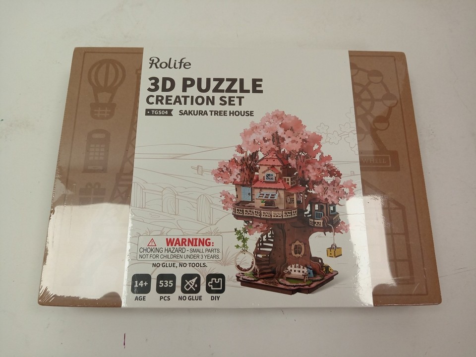 Rolife Model Kit Sakura Tree House 3D Puzzle Wooden DIY Miniature House ...